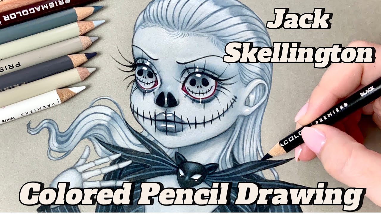 Jack Skellington as a girl?? colored pencil drawing art process video ...