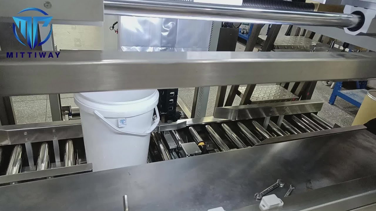 Mittiway's automatic packaging machine line for drums - YouTube
