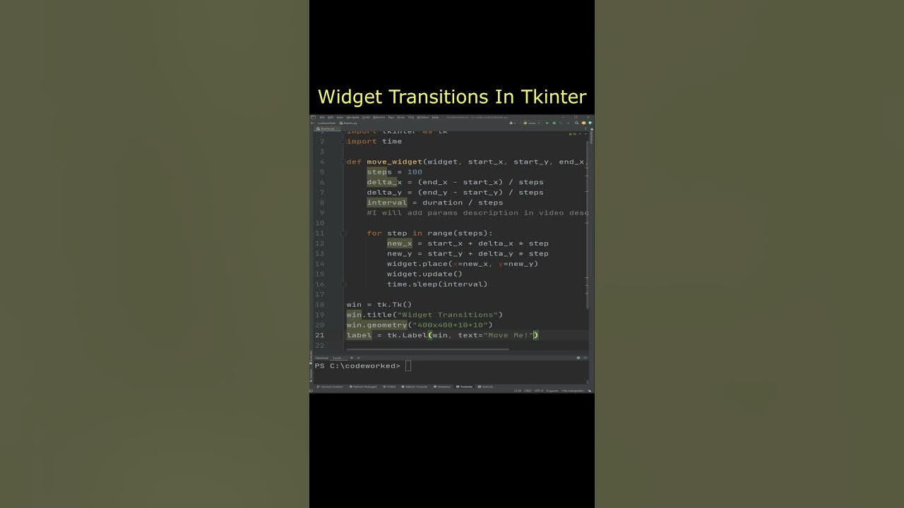 Widget Transitions In Tkinter Python #pythonforbeginners #pythonprogramming #pythontutorial ...