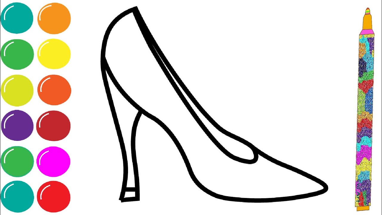 How to Draw High Heels Girls Shoes | Easy Kids Drawing - YouTube