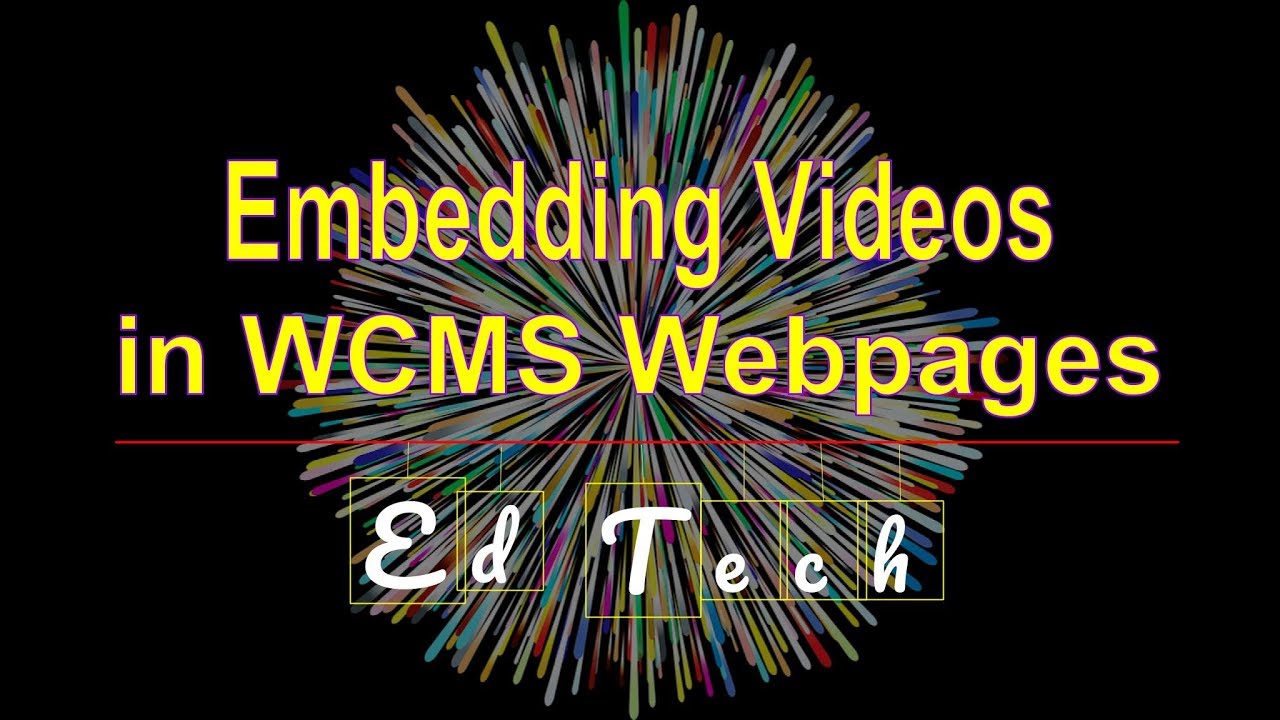 Embedding Videos to our WCMS webpages - YouTube