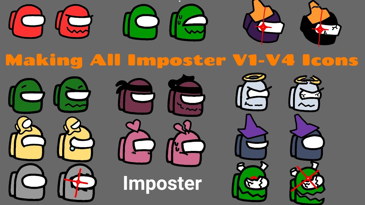 Re Making All Friday Night Funkin Vs Imposter V1 V4 Icons Youtube