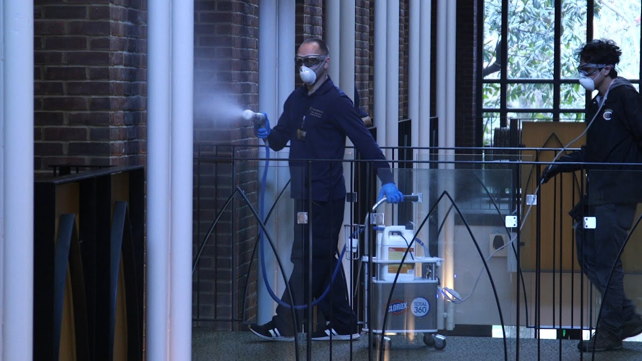 Facilities department enhances cleaning protocols around campus - YouTube