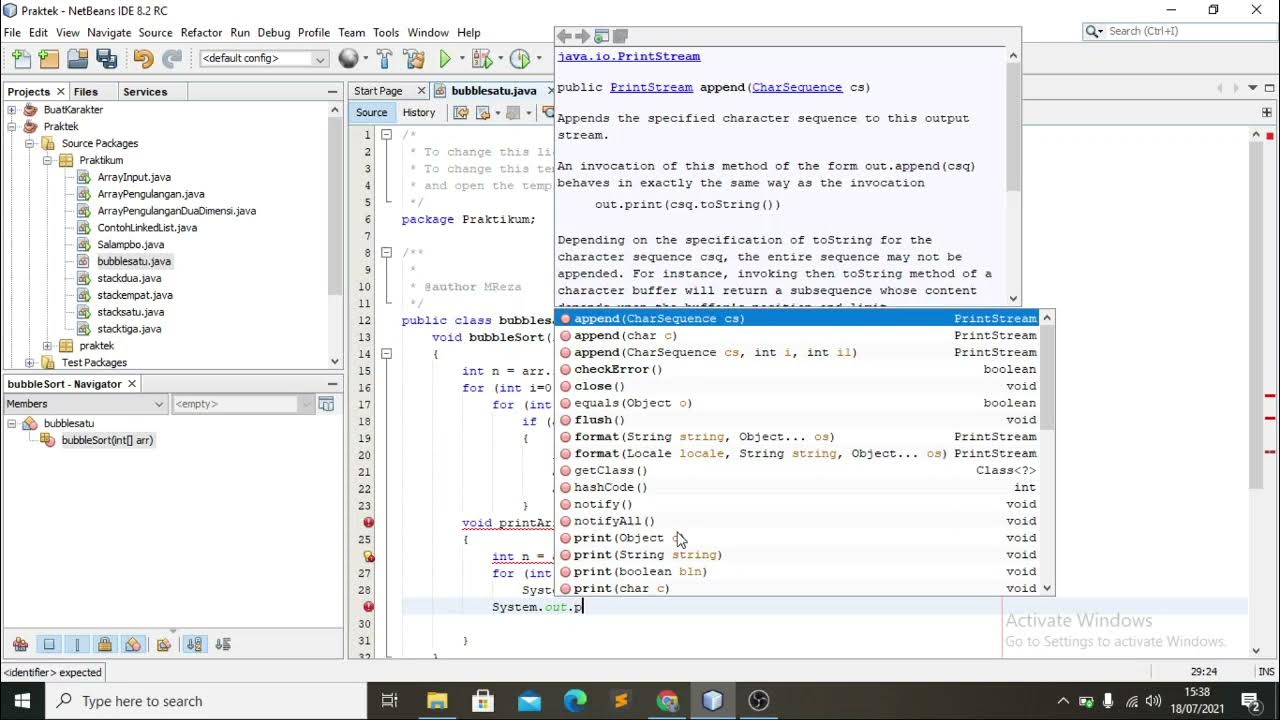 Praktikum 3 Bubble Sort 1 Implementasi Bubble Sort Dengan Data Acak 10 40 20 12 15 Youtube