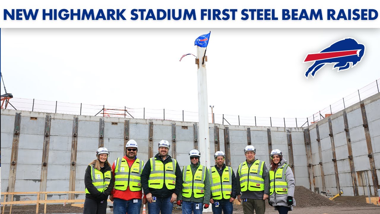 New Highmark Stadium First Steel Beam Raised | Buffalo Bills - YouTube