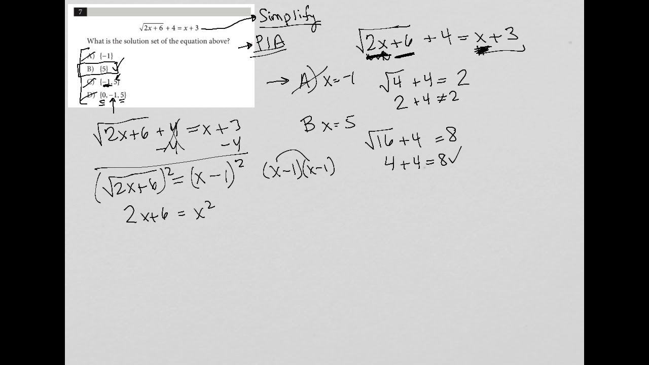 Sqrt2x 6 4 X 3 What Is The Solution Set Of The Equation Above