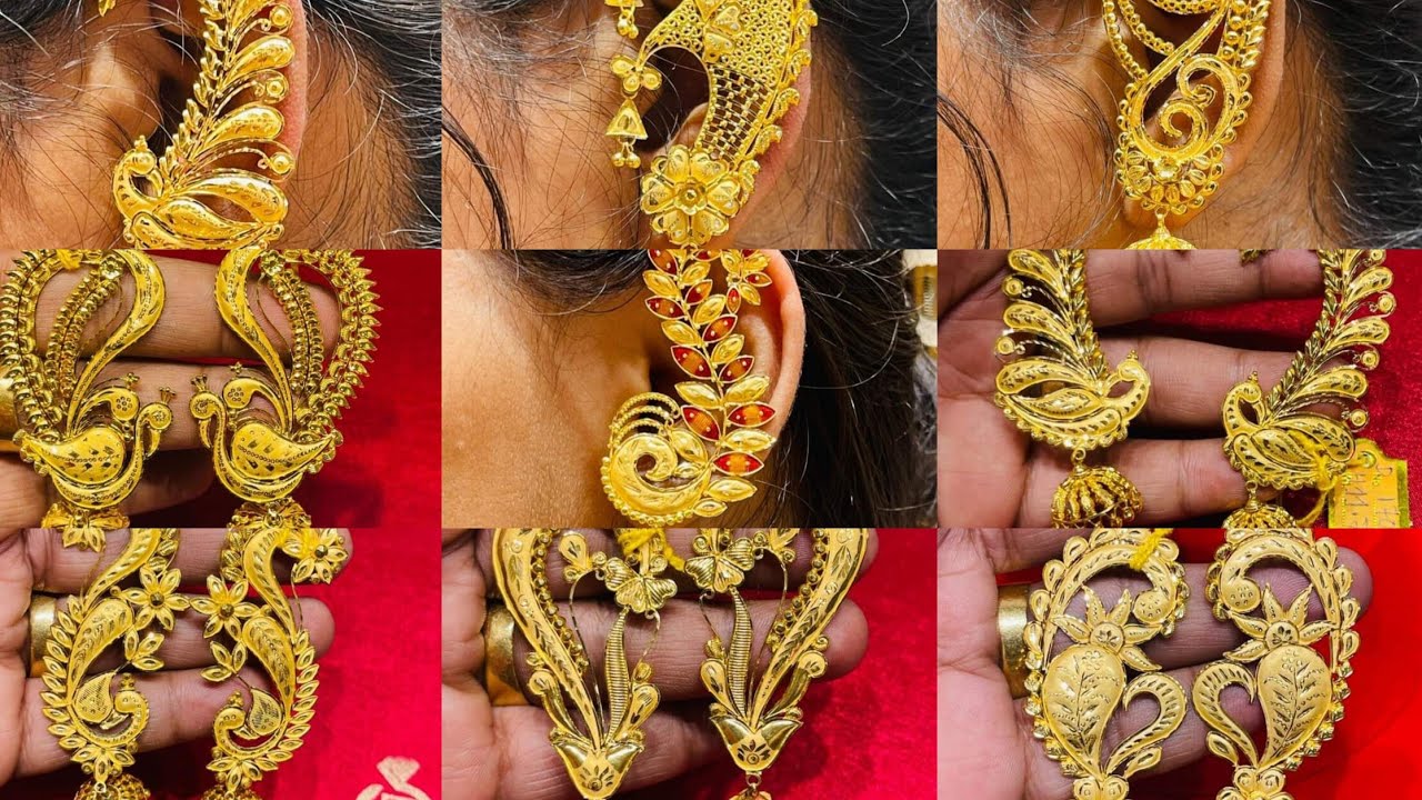 Light weight bridal fulkan//gold earring design - YouTube