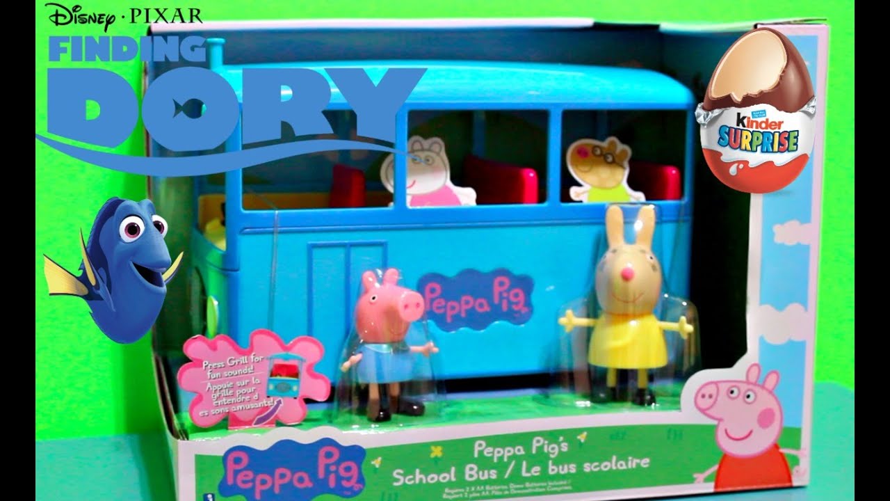 Peppa Pig School Bus, Opening Finding Dory Egg Surprises huevos ...