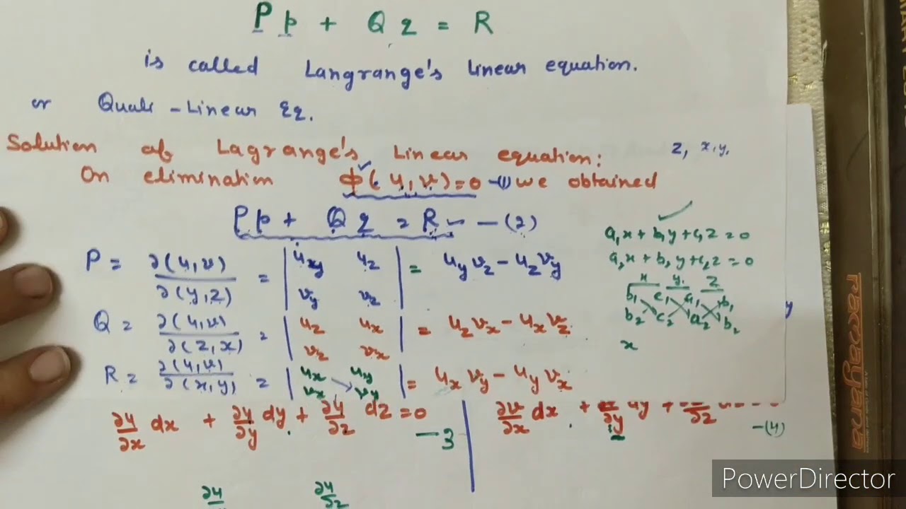 Lagrange's linear equation and its solution |lecture4:part(A) | B.Sc.|B ...