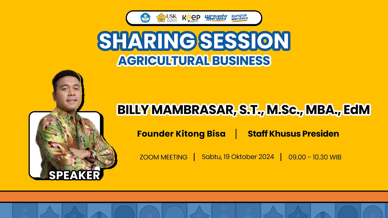 Sharing Session 1 "Agricultural Business" by Billy Mambrassar - YouTube