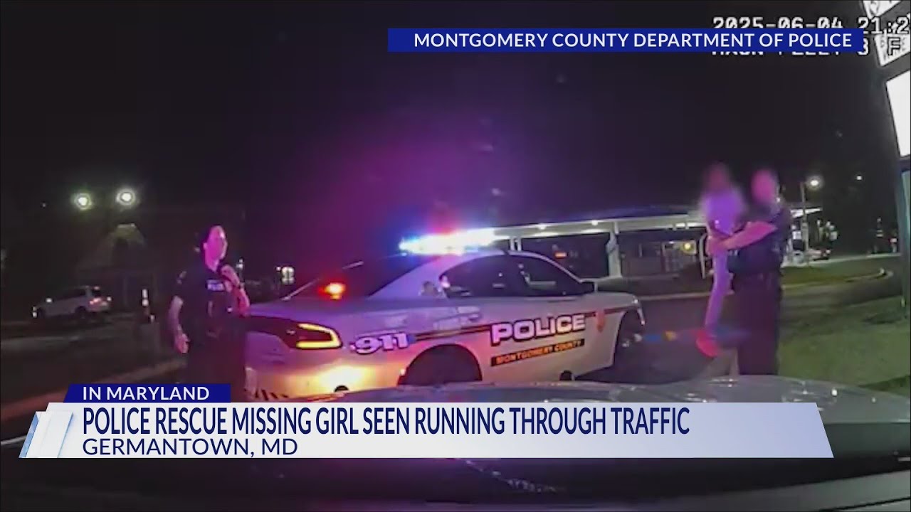 Police rescue missing girl seen running through traffic - YouTube