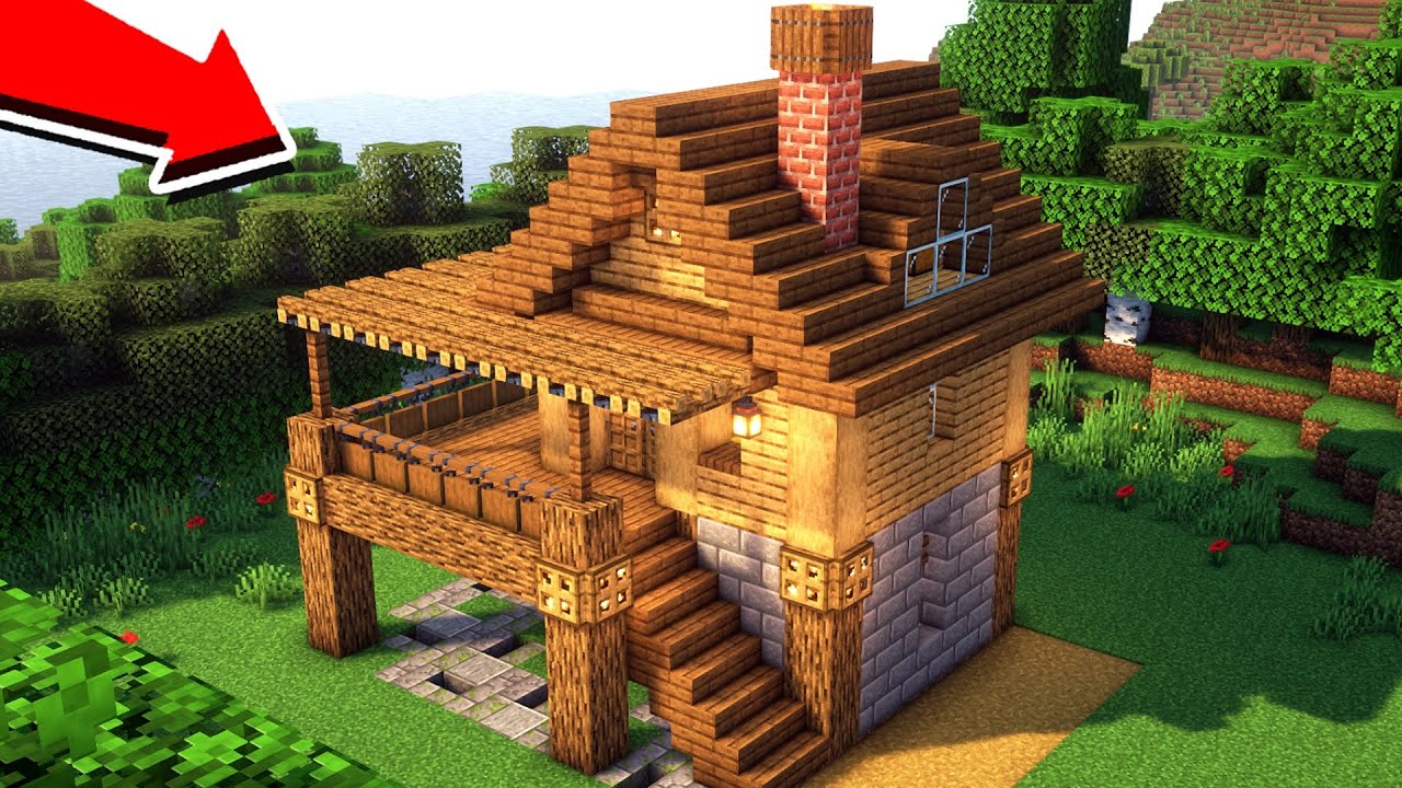 Minecraft - Como fazer uma CASA de MADEIRA SIMPLES - YouTube
