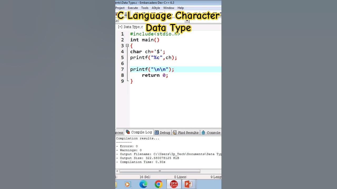 C Language Character Data Type Computer Cprogramming Ccoding Coding Programming Youtube