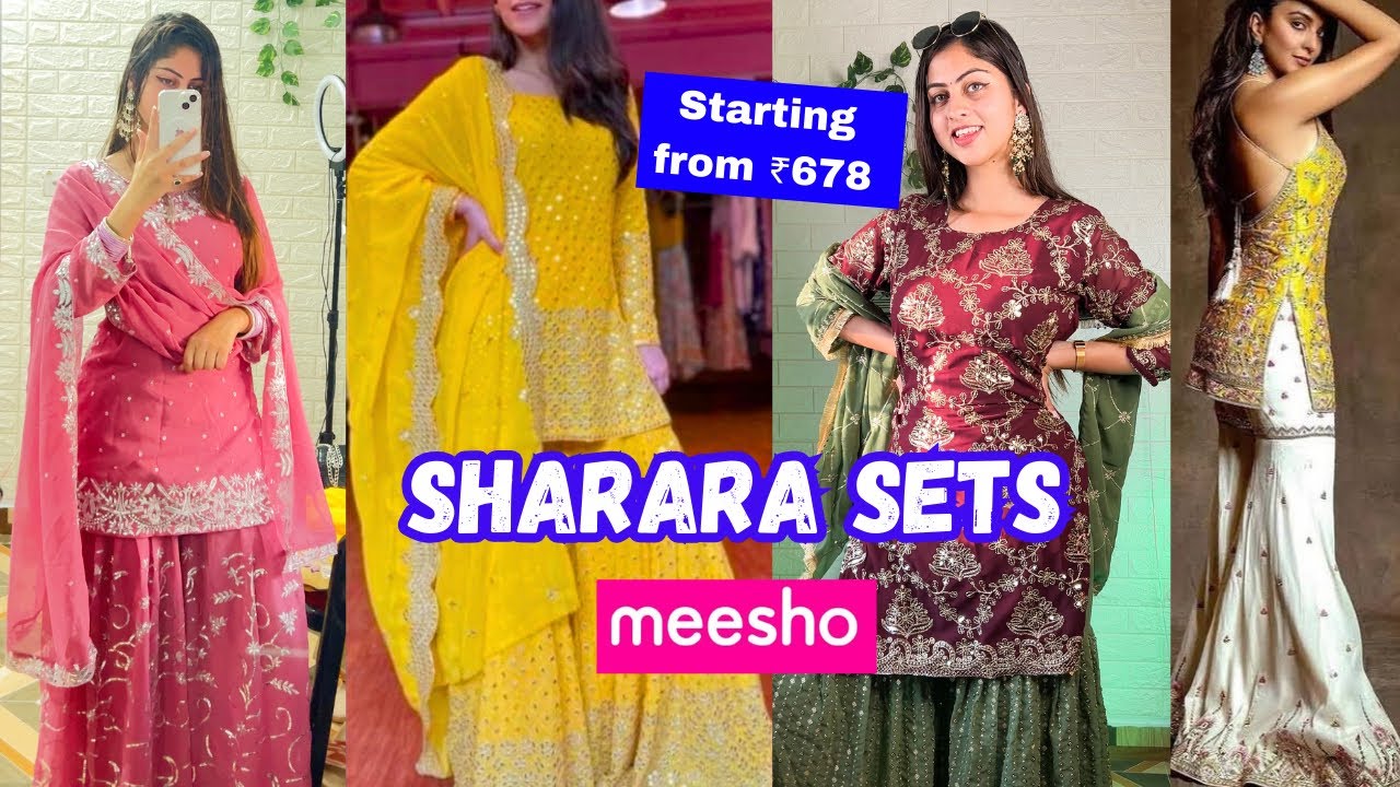 Wedding wear SHARARA SET from MEESHO 💜💛 | Tryon haul | Honest Review ...