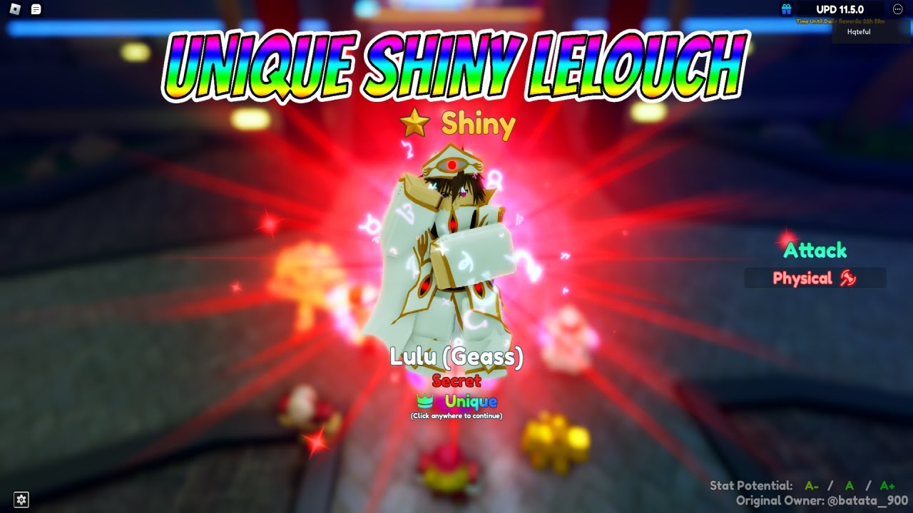 [SHOWCASE] Unique Shiny LeLouch (Geass) | Anime Adeventures - YouTube