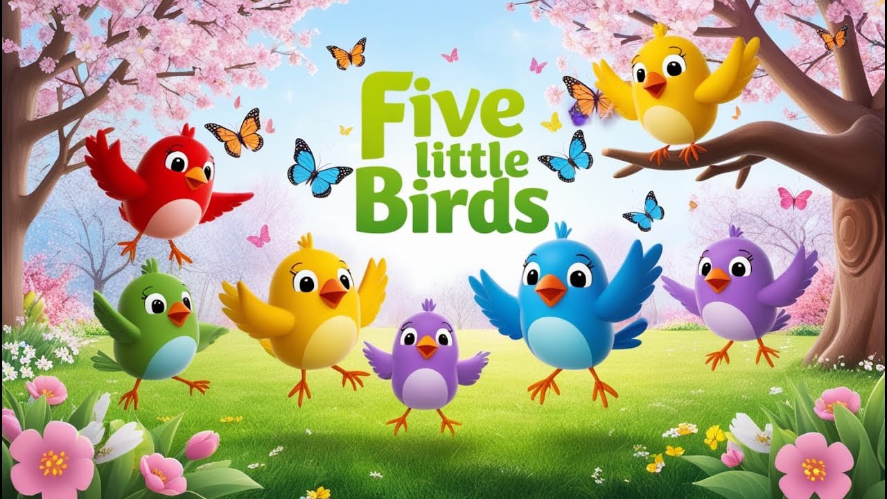 Five Little Birds | Bird Song | Nursery Rhymes | Kids Song - YouTube