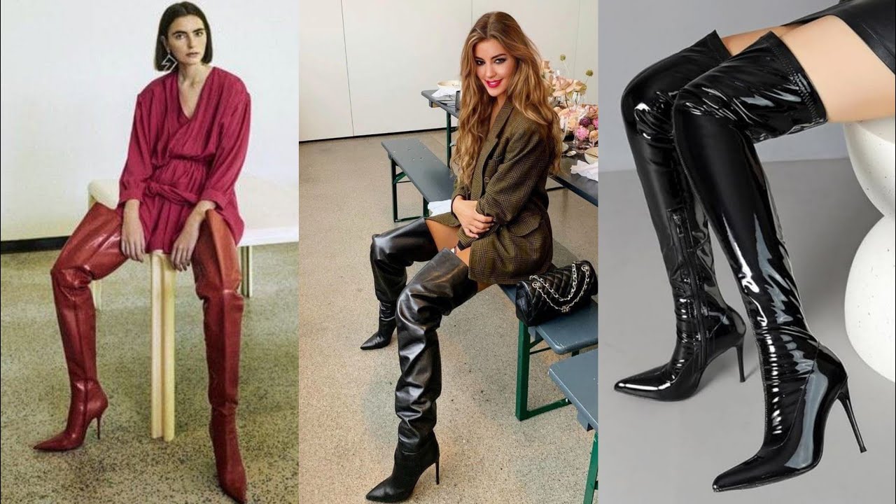 TOP ATTRACTIVE EASY TO WALK STYLISH LADIES LEATHER OVER KNEE LENGTH ...