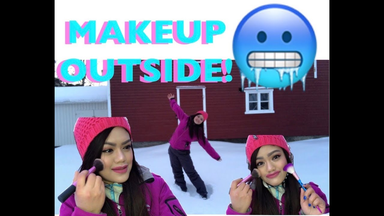 DOING MY MAKEUP IN THE SNOW WHOOO! MALAMIG! COLD TALAGA BESHY! - YouTube