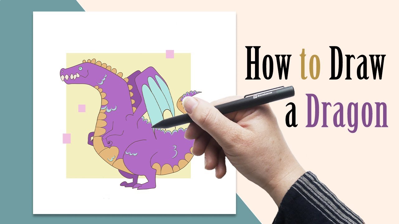 How to Draw a Cartoon Dragon - Digital Art Tutorial - YouTube