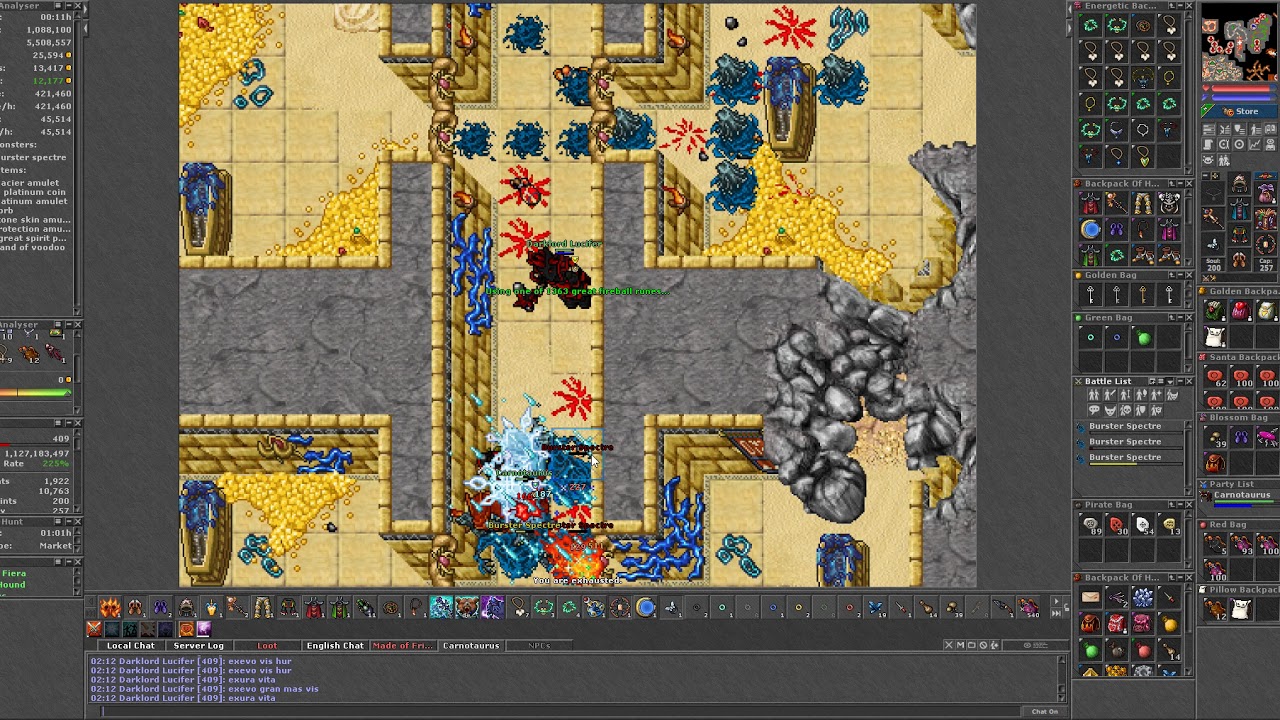 Tibia Exp/H tests. Burster Spectres Darashia. - YouTube
