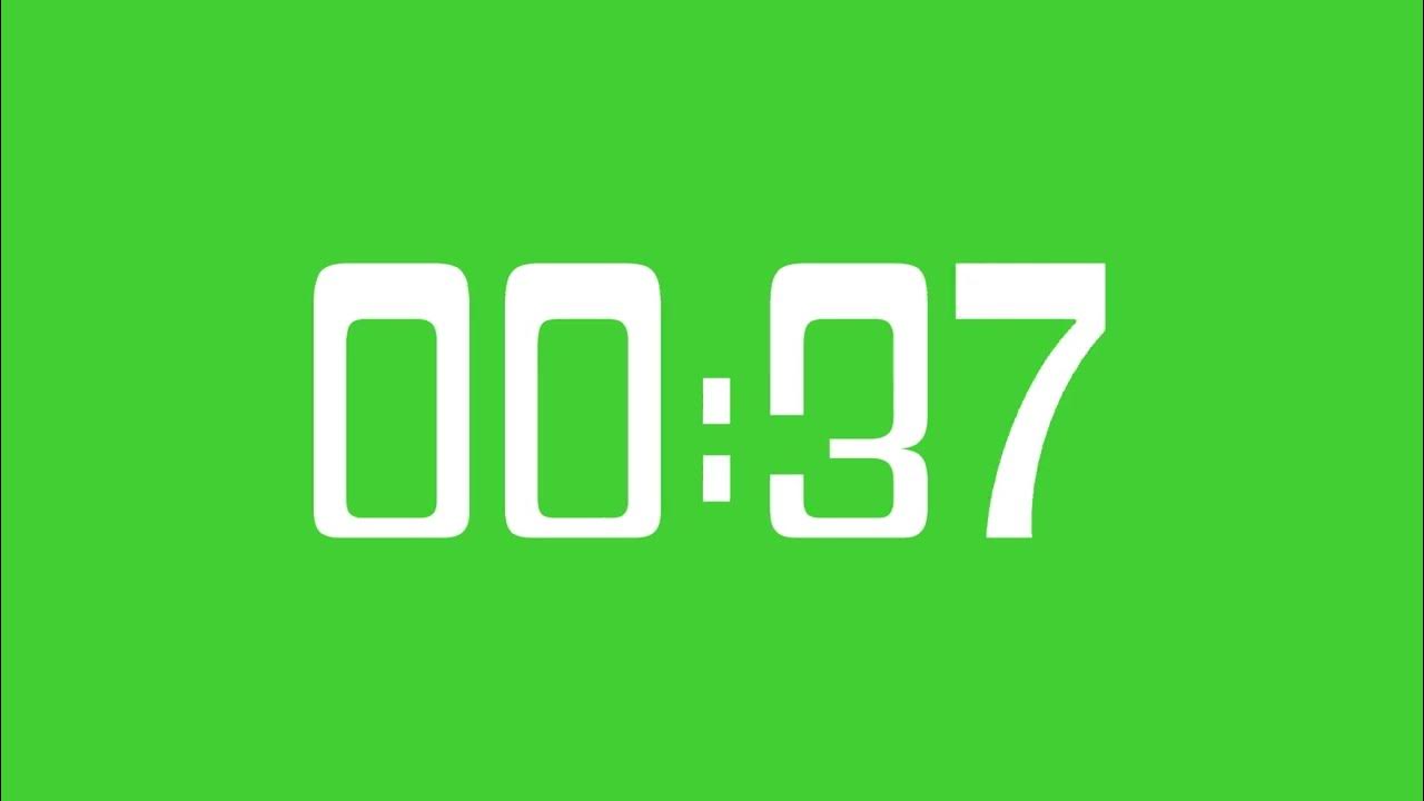 One Minute Countdown Timer Bold Numbers with Audio on Green Screen ...