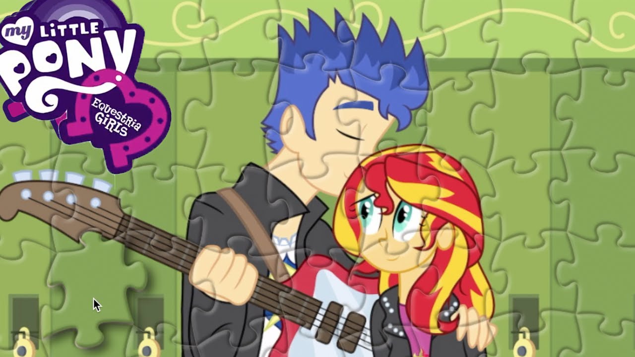 My Little Pony Flash and Sunset Shimmer Kiss - Puzzle Game for Girls ...