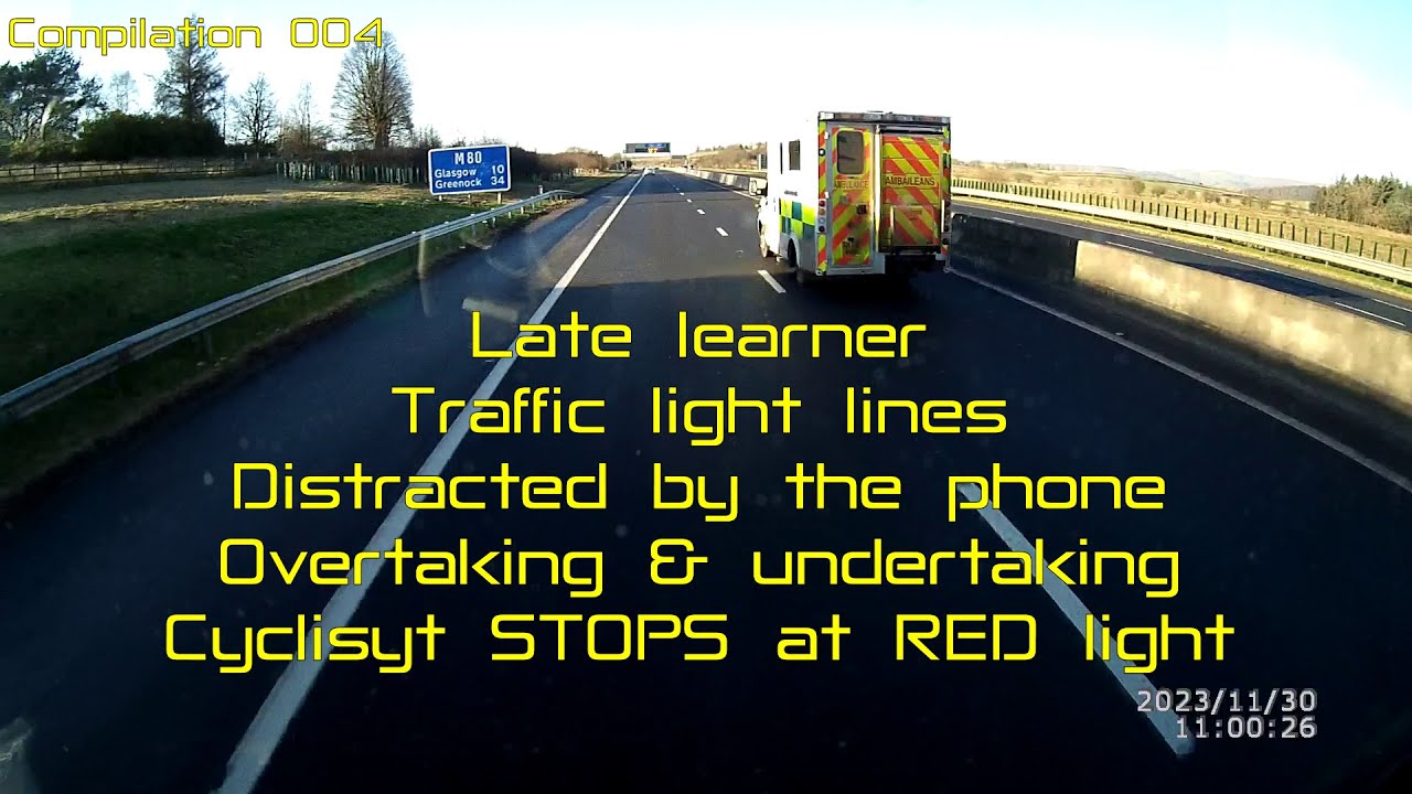 Bad driving Compilation 004 ~ Cyclist stops at RED light, Late learner, etc... - YouTube