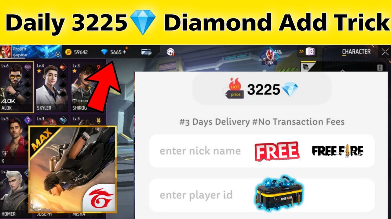 Free Fire Max Diamonds 💎 Trick ! How To Get Free Diamond In Free Fire ...