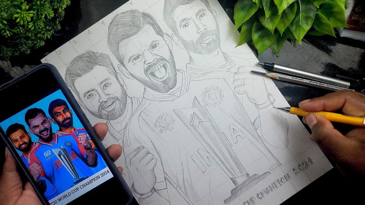 Art Competition Result / Team India Drawing, Rohit Sharma, Virat Kohli ...