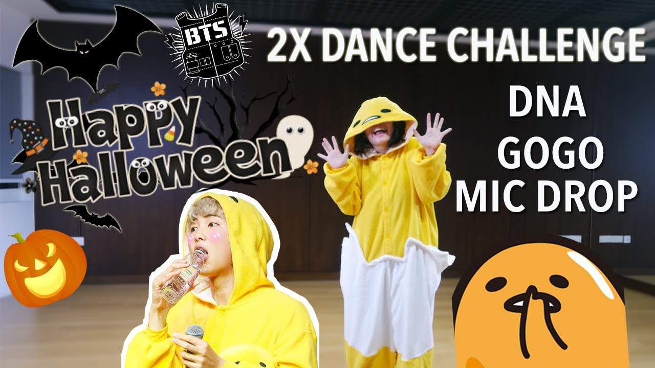 X2 FASTER BTS Dance Challenge Halloween Gudetama Edition | DNA, Go Go ...
