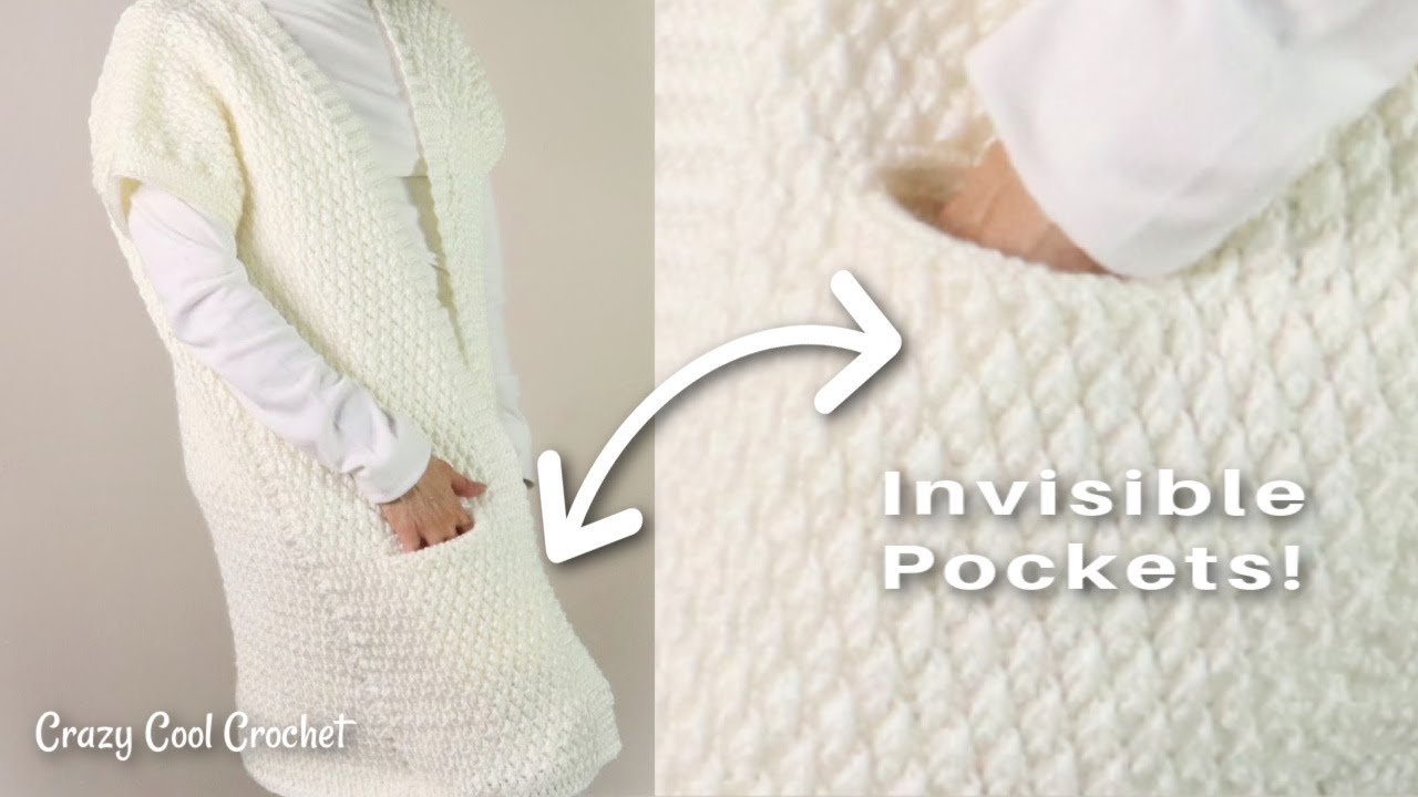 Long Cardigan with Invisible Pockets! Gorgeous Alpine Stitch - YouTube