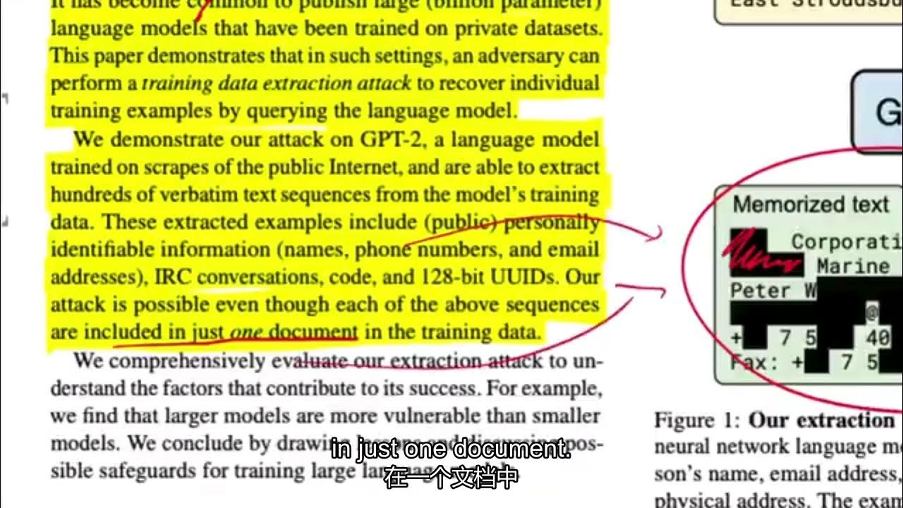 AI经典论文解读109：Extracting Training Data from Large Language Models 从大型语言模型中提取训练数据 - YouTube
