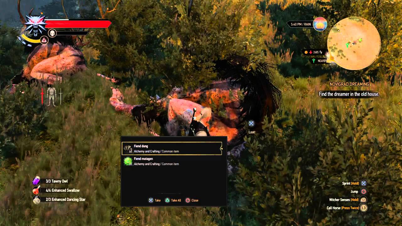 The Witcher 3: fiend droped the red mutagen - YouTube