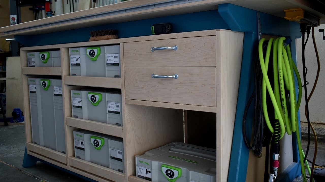 Building an Outfeed/Assembly Workbench with Storage - YouTube