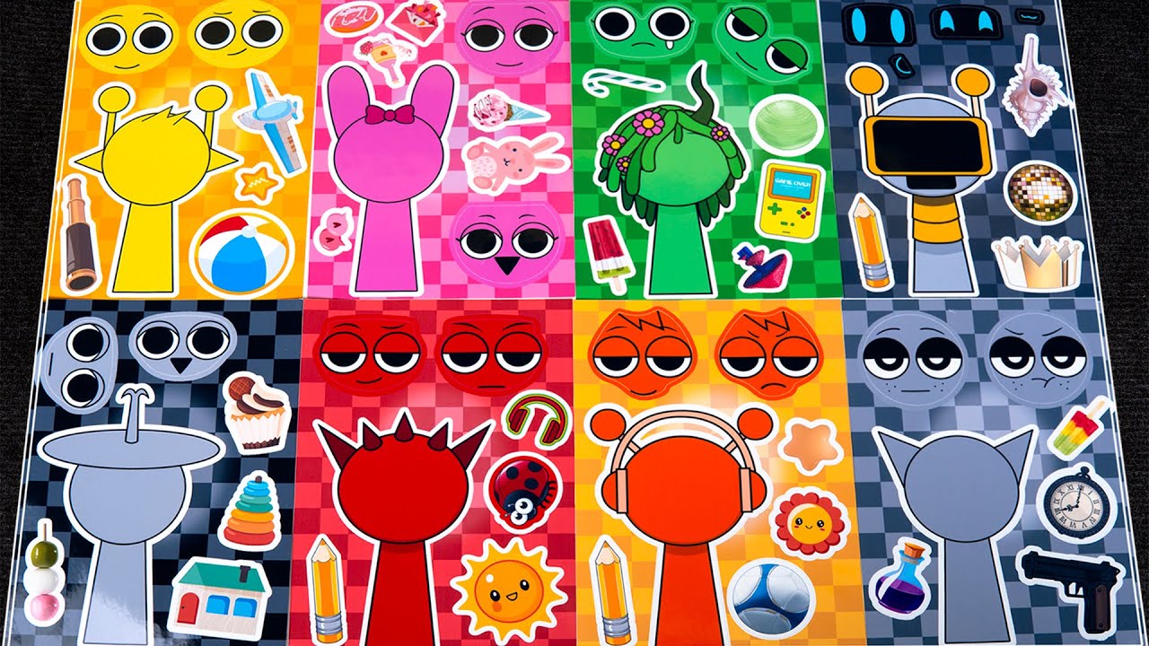 INCREDIBOX SPRUNKI Sticker Book Collection 🐾 | Satisfying ASMR with ...