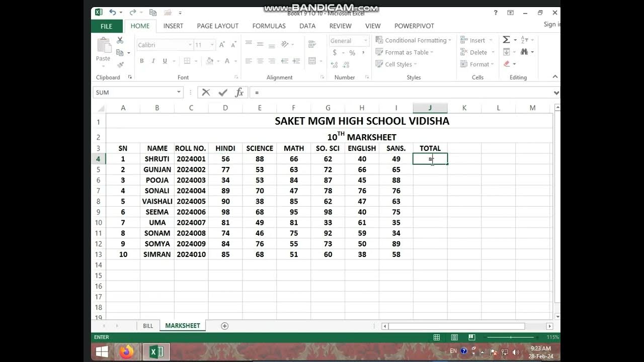 9:00 TO 9:30 AM (PART-2) MARKSHEET IN MS EXCEL BY SARIKA KIRAR (28 FEB. 2024) - YouTube