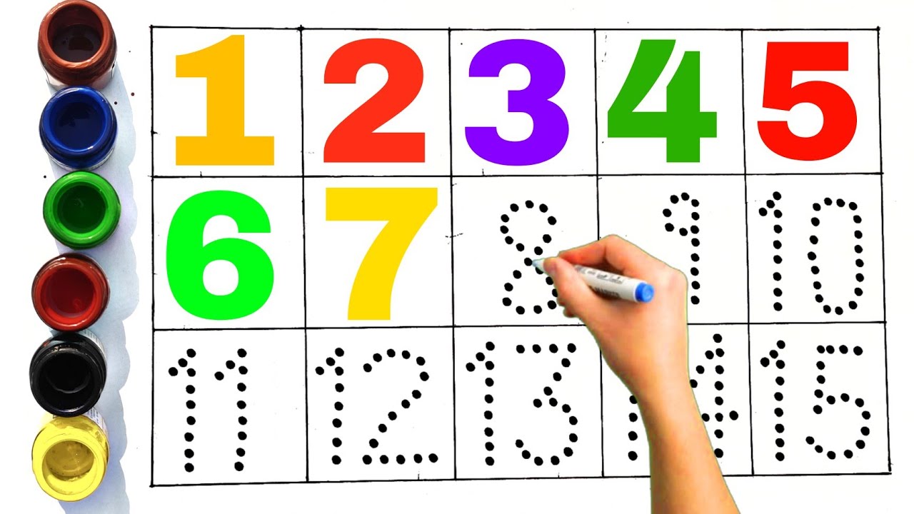 Toodlers learning number drawing with colorful paint, kids song ...