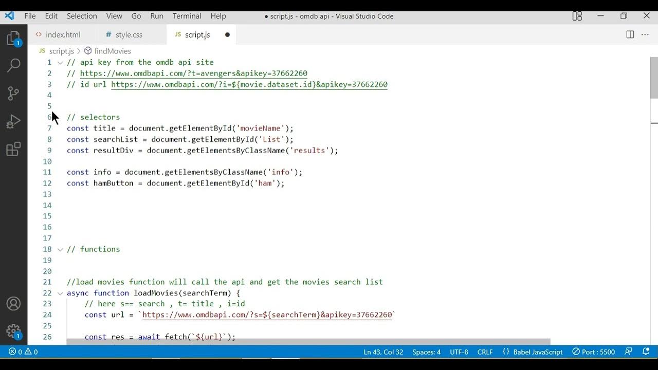Movie Info Website Using Javascript Omdb Api Youtube