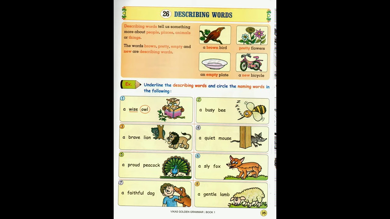 std-1-vikas-golden-grammar-book-1-ch-26-describing-words-youtube