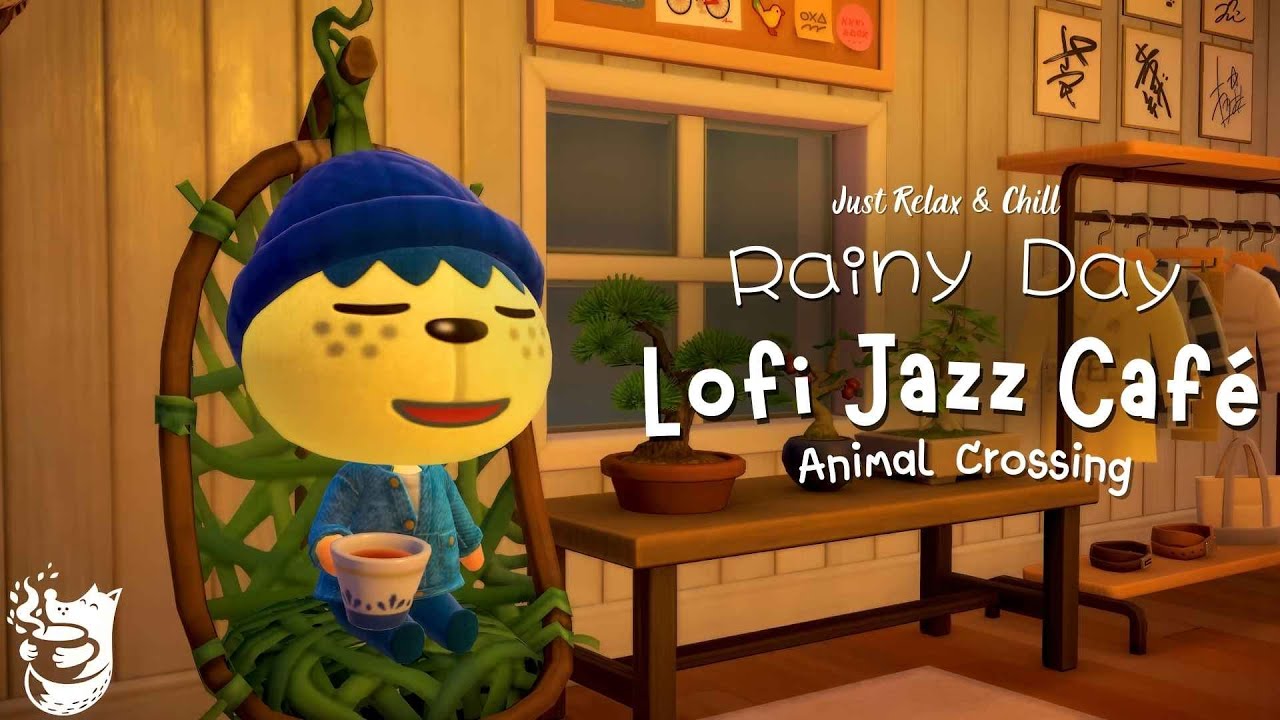 Cozy Rainy Night with Pippy 🌧️🐰 Relaxing ACNH Ambience & Smooth Jazz ...