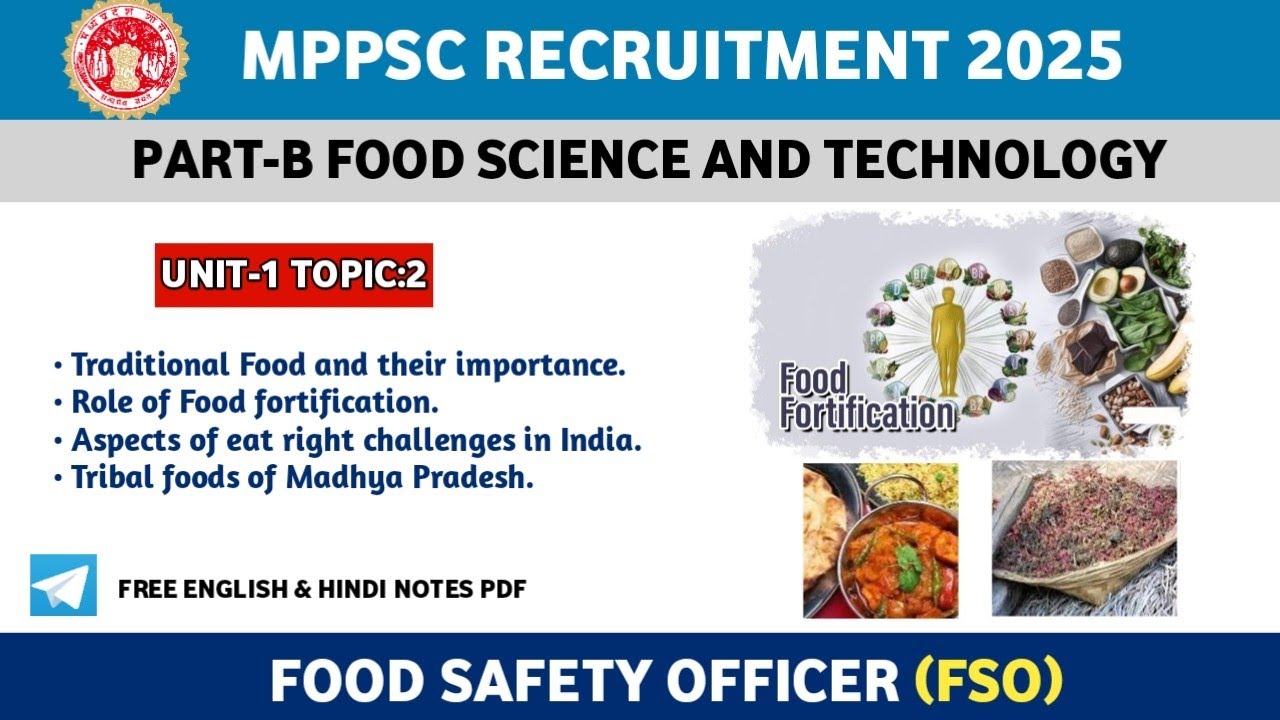 "Food Fortification, Tribal Foods of MP & Traditional Food | FSO Exam ...