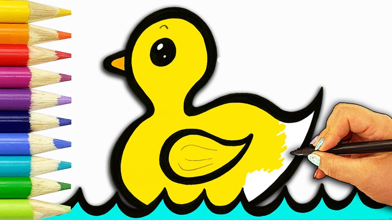 Yellow Duck Drawing & Coloring For Kids & Toddlers - YouTube