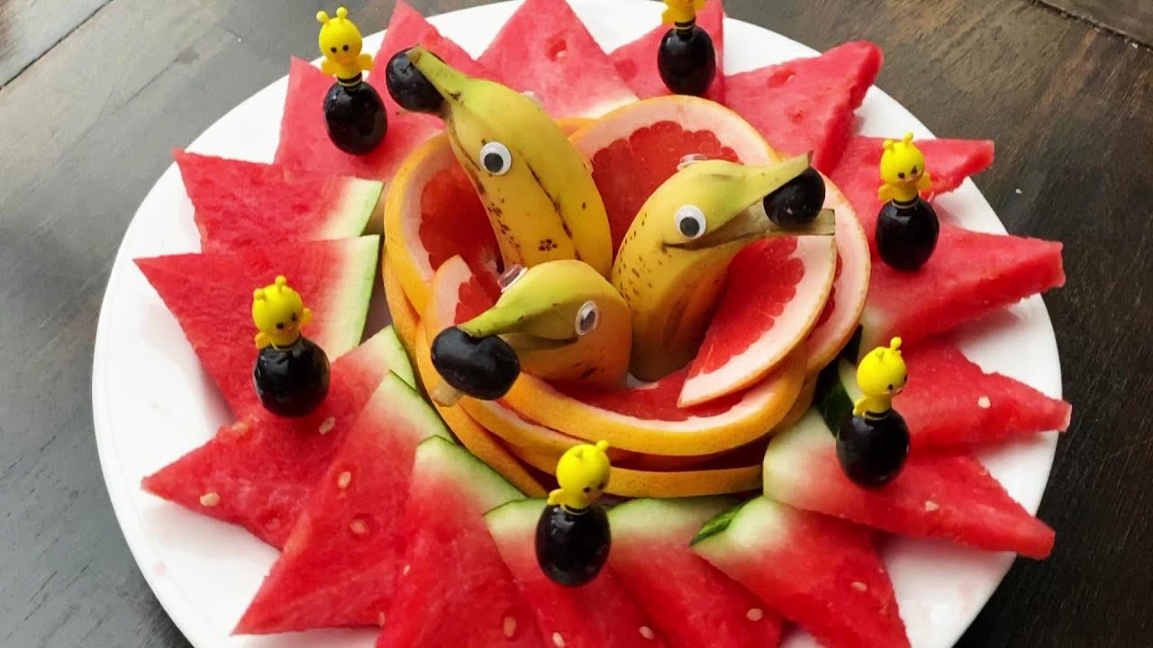 DIY Fruit Art | Watermelon & Banana Dolphins Decorations | Fruit ...