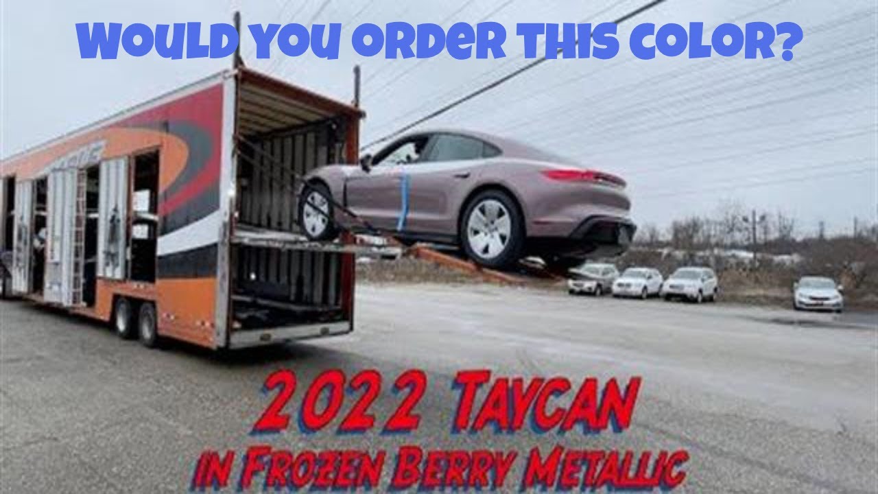 First Frozen Berry Metallic Taycan just arrived. Crazy or Awesome ...