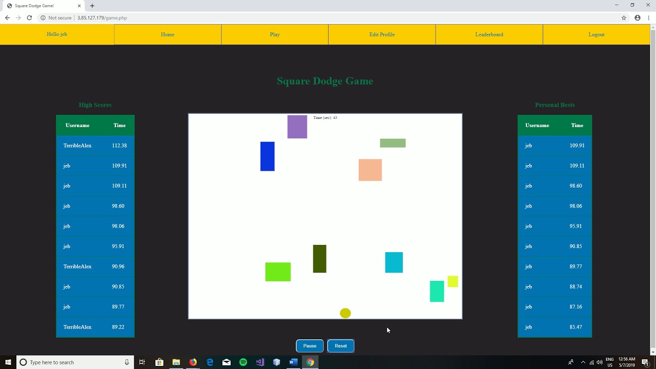 Square Dodge Game High Score - YouTube