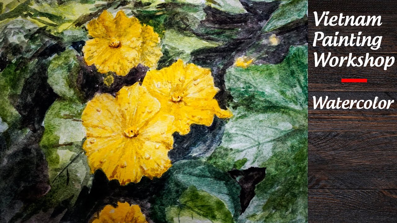 Paint Loofah Flower in Watercolor Painting - YouTube
