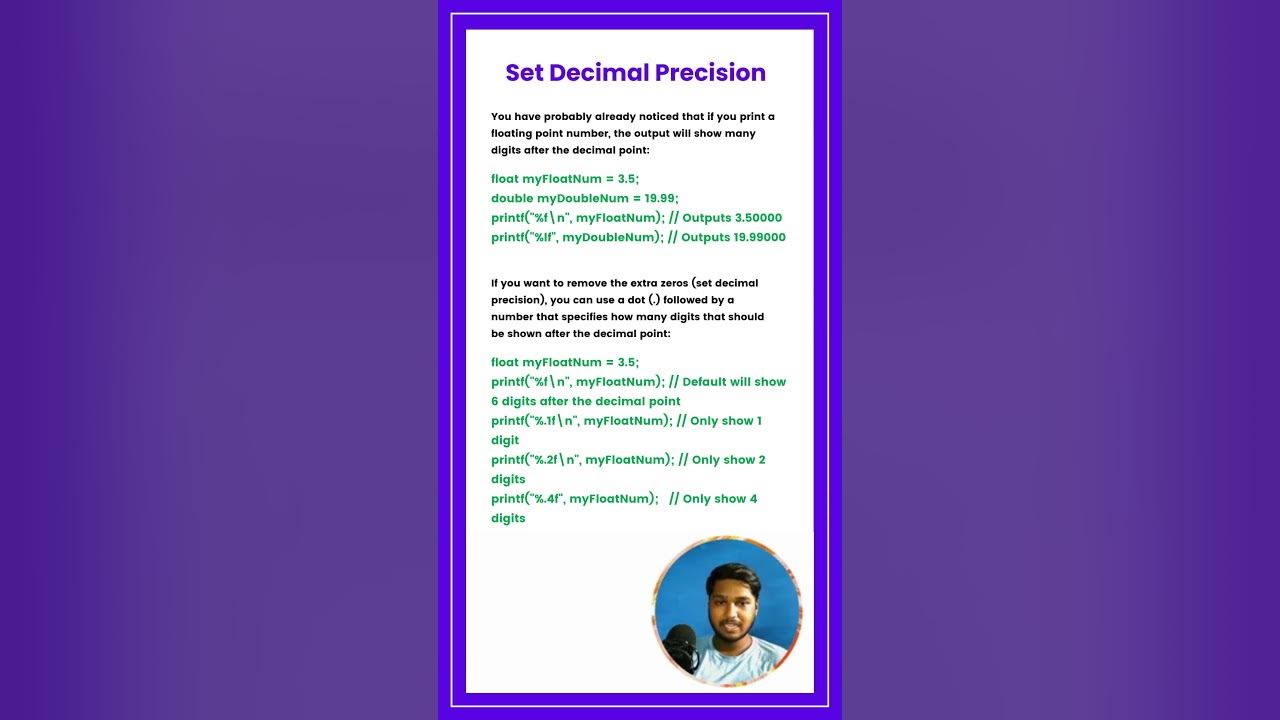 Decimal Precision In C Programming Language C Tutorial In Telugu Clanguage Short Shorts
