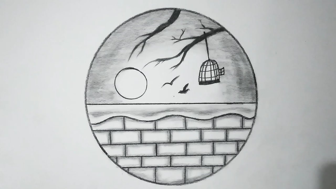 Easy Pencil Landscape Drawing - Easy Landscape Drawing #fatimakaart22 ...