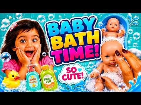 Rainbow Bathtub's Candy with M&M's & Magic Slime Cutting Video 🌈🛁 | Baby Doll Bath Time 🍭