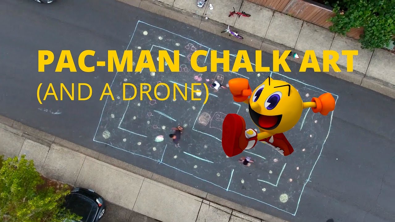 PACMAN CHALK ART (AND A DRONE) - BITS 20161016 #0001 - YouTube